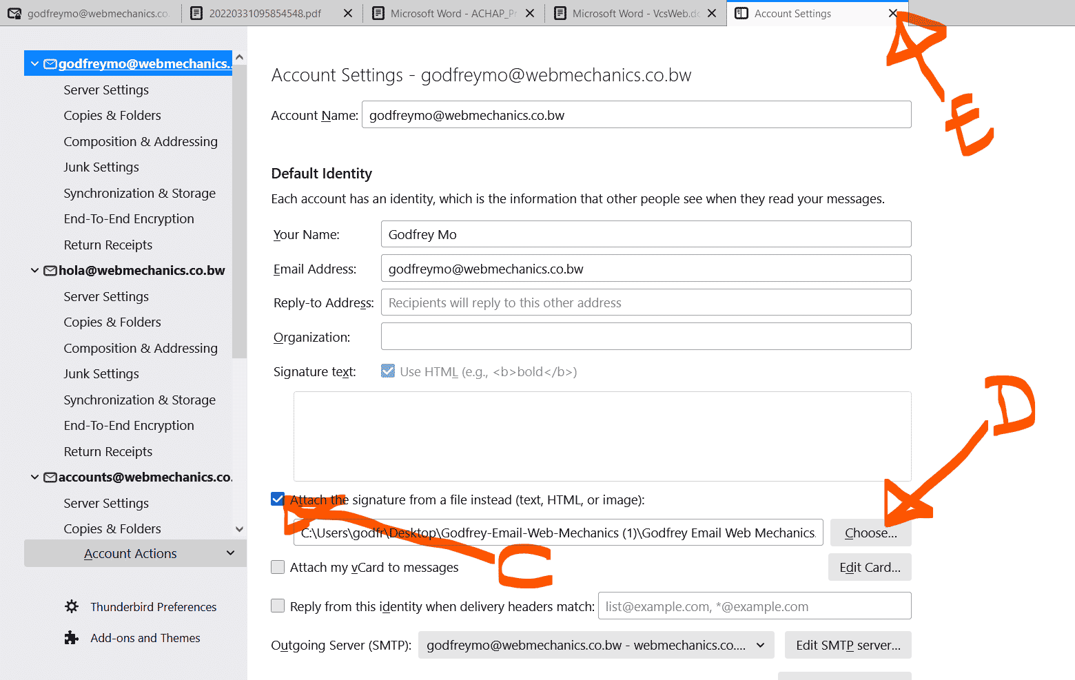 How To Set Up Email Signature On Thunderbird With Web Mechanics Web 